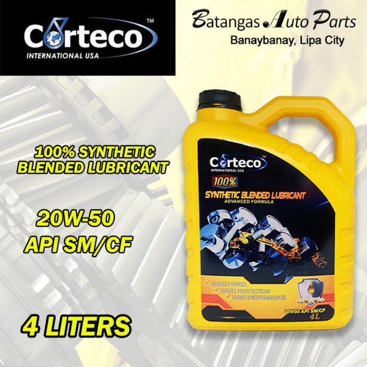 CORTECO 100% SYNTHETIC BLENDED LUBRICANT 20W-50 API SM/CF 4 LITERS ...