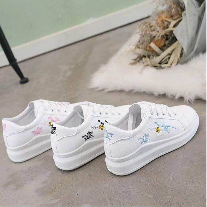 COD Women White Shoes Embroidered Lace up Style Fashion | Lazada PH