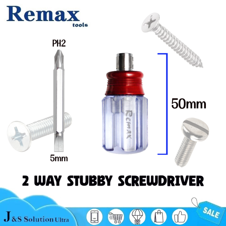 REMAX 1-1/2'' Stubby Magnetic Screwdriver With Phillips Head and Flat Head | Lazada