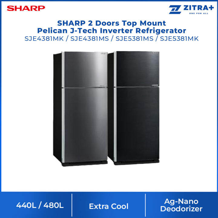 SHARP 440L/480L 2 Doors Top Mount Pelican J-Tech Inverter Refrigerator ...