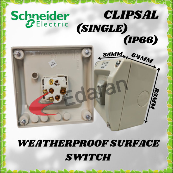SCHNEIDER CLIPSAL WS226 1GANG OR 2GANG 2W 16A WEATHERPROOF SURFACE ...