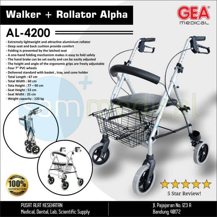 GEA Walker PLUS Rollator Alpha Alat Bantu Jalan AL-4200 | Lazada Indonesia