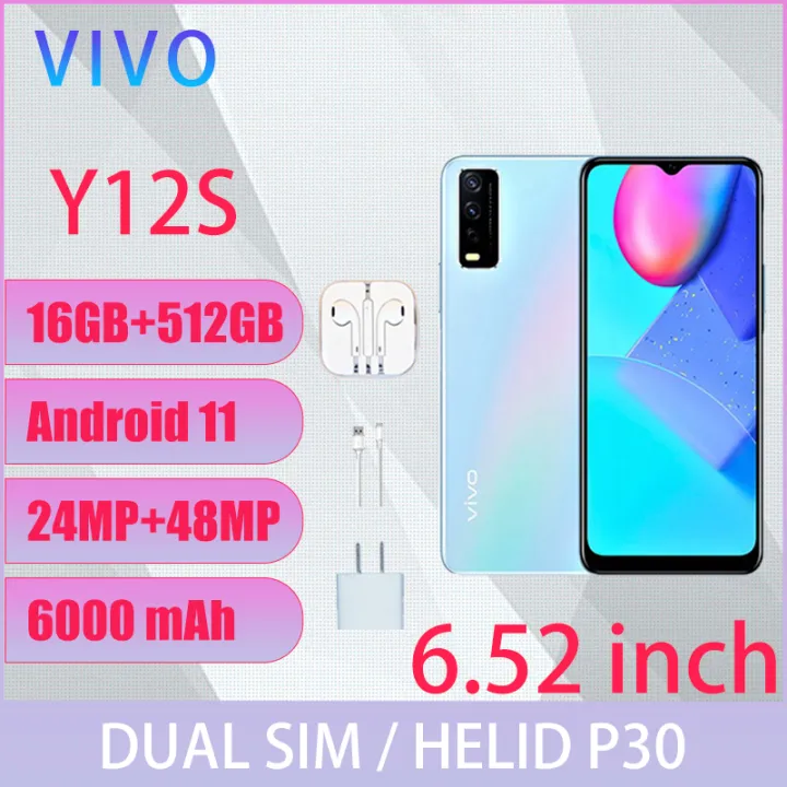 【New Arrival】vivo Y12S 16GB+512GB Global Version Smartphone Android 11.MTK6889 Quad-core AI ...