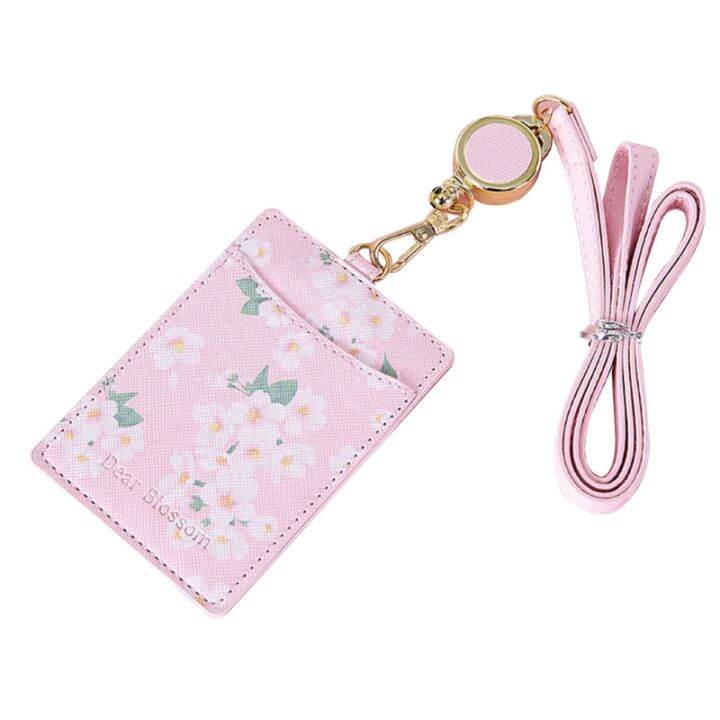 Cute FlowersPU Leather Bus ID Credit Card Holder Case Portable Badge ...