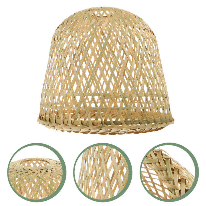 Hemoton Bamboo Lampshade Cover Rustic Light Covers Rattan Pendant ...