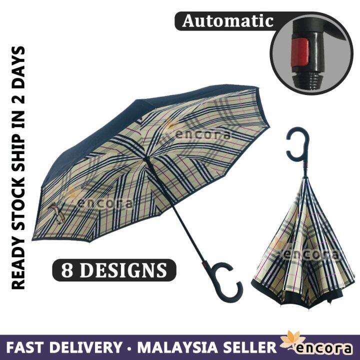 Encora Automatic Upside Down Double Layer Inverted Reverse Umbrella ...