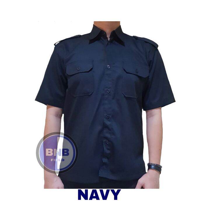 Kemeja Seragam PDH Biru Navy Pangkat Bahan American Drill. | Lazada ...