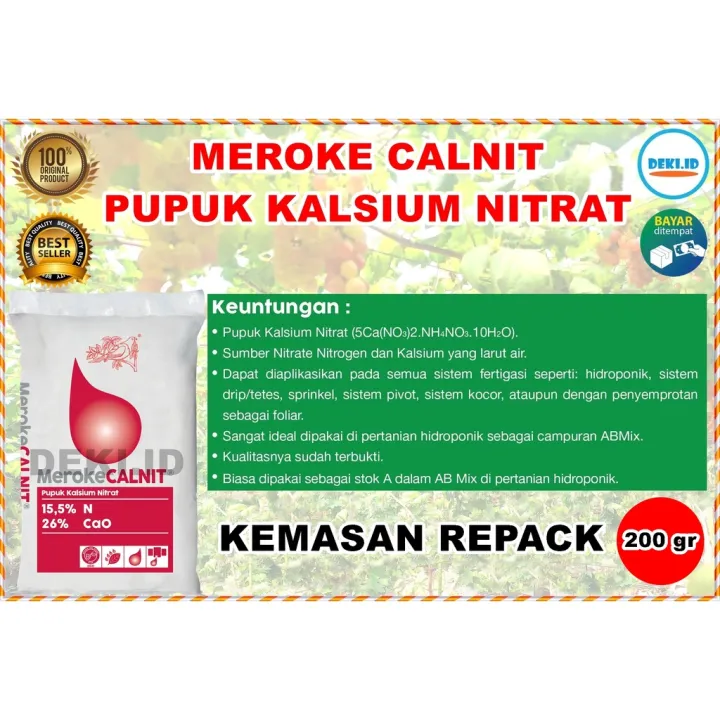 Calnit 200 Gram Kemasan Repack Pupuk Kalsium Nitrat Meroke Calcium ...