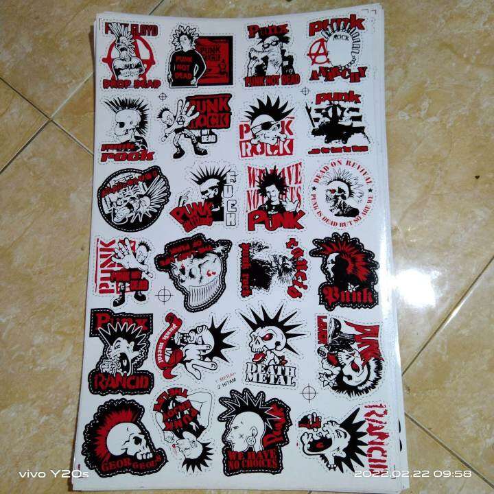 Stiker lembaran ukuran 26x42cm Punk Rock isi 24 stiker | Lazada Indonesia