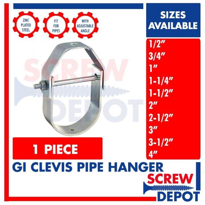 Clevis Hanger 1/2 3/4 1 11/4 11/2 2 21/2 3 4 inches GI Adjustable Pipe ...