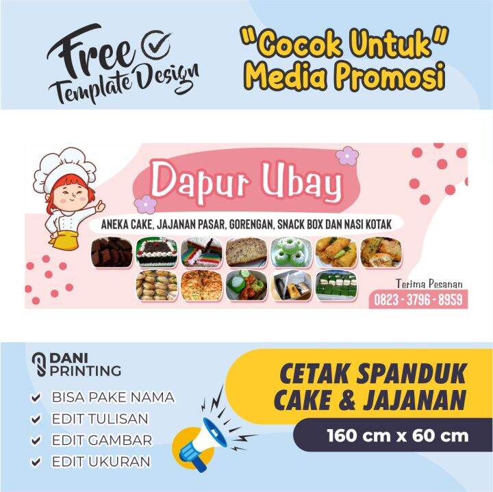 Banner Spanduk CAKE & ANEKA JAJANAN PASAR 160 X 60 cm BISA DI EDIT ...