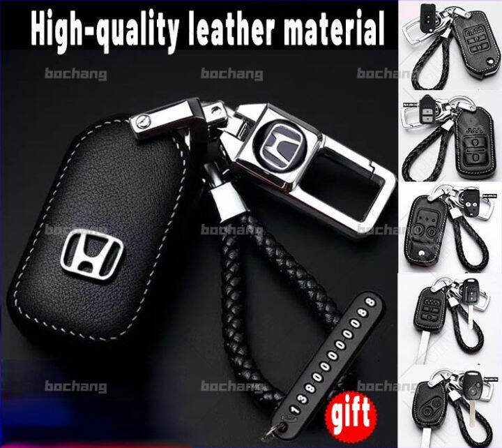 （bochang）Cod high quality leather for Honda key cover Remote key case ...