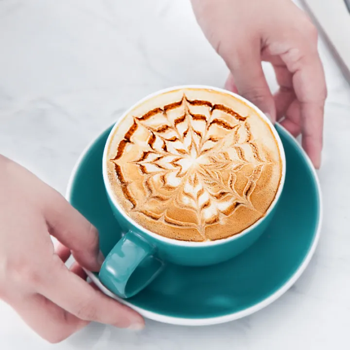 Thickened coffee cup professional flower cappuccino cup large set color ...