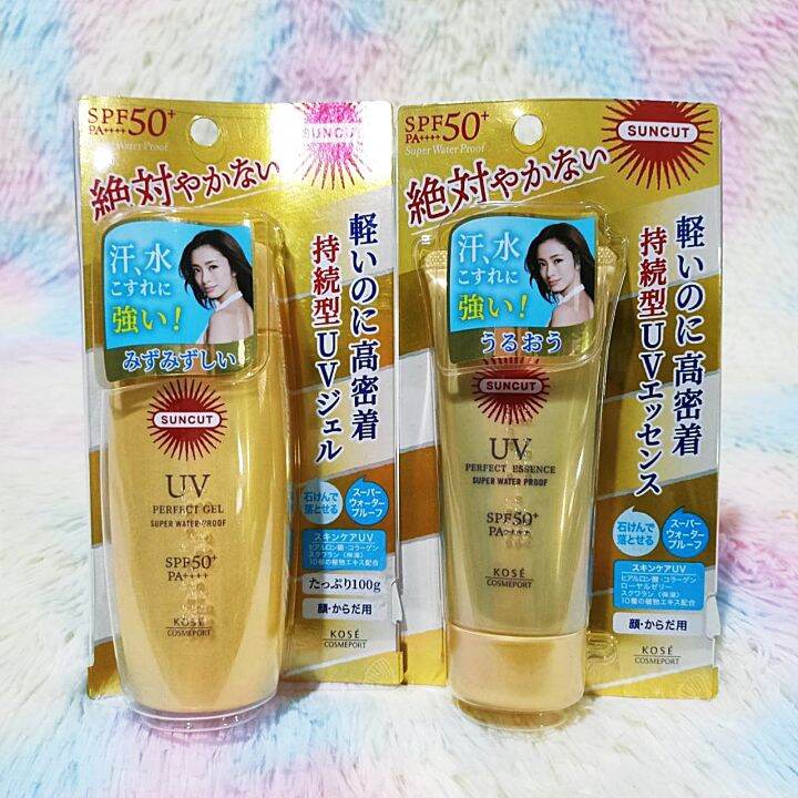 แท้ Gel 100g Esence 60g Kose Suncut UV Perfect Super Water Proof SPF50+ Pa++++ ซันคัท ยูวี เพอร ...