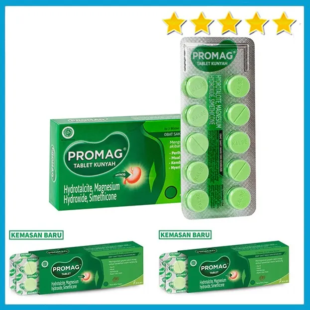 PROMAG OBAT MAAG DAN KEMBUNG 1 BLISTER ISI 10 TABLET KUNYAH | Lazada ...