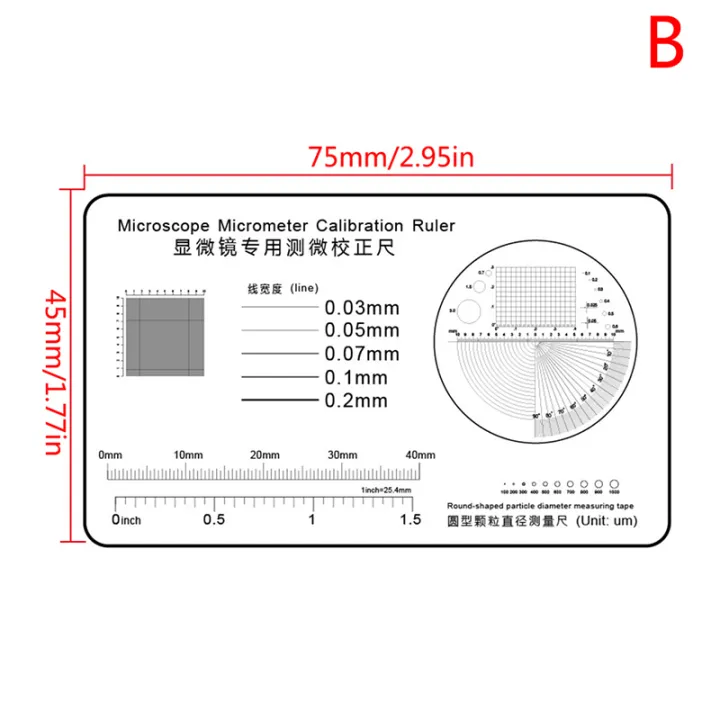 NewHopeTreee Soft Ruler Microscope Micrometer Calibration Slide Line Width Particle Diameter ...