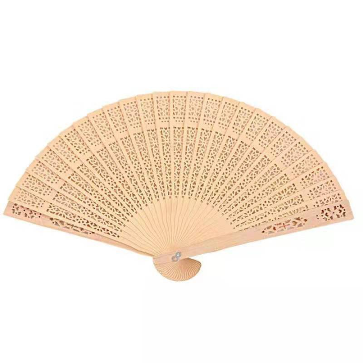 Vintage Folding Bamboo Original Wooden 8inches Carved Hand Fan wedding ...
