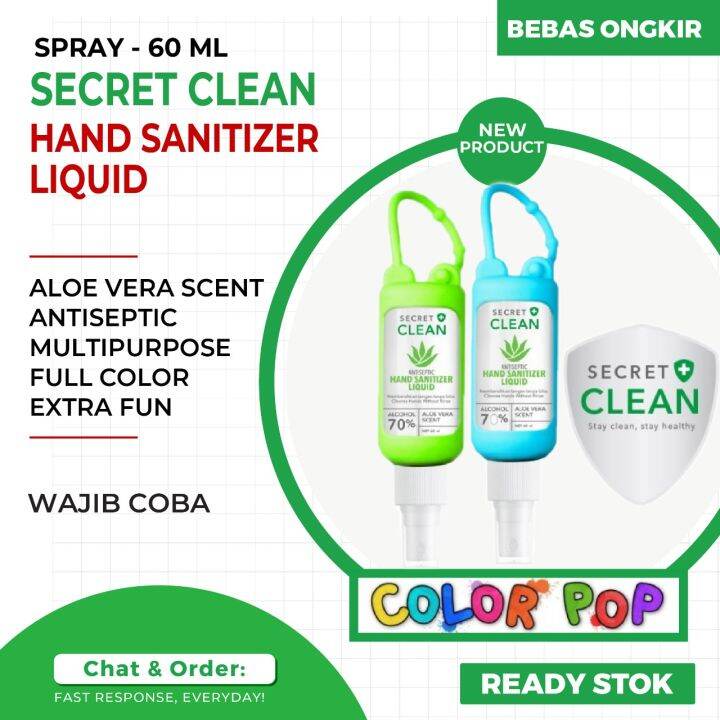 Secret Clean Hand Sanitizer Spray 60 ml - Free Gantungan Silicon ...