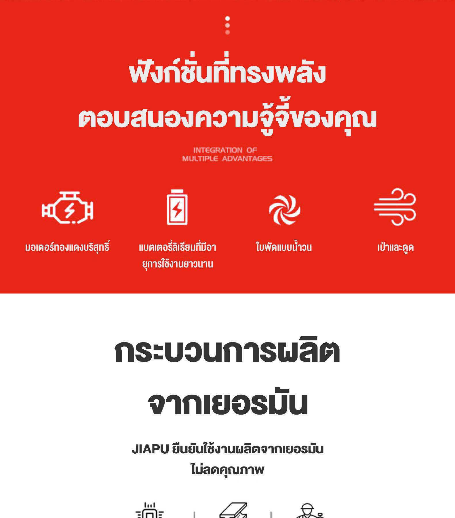 JIAPU เครื่องเป่าลมไร้สาย880TV แบตเตอรี่ 2 ก้อน เครื่องเป่าลม ดูดฝุ่น ล้างแอร์ พลังงานสูง,พร้อม ...