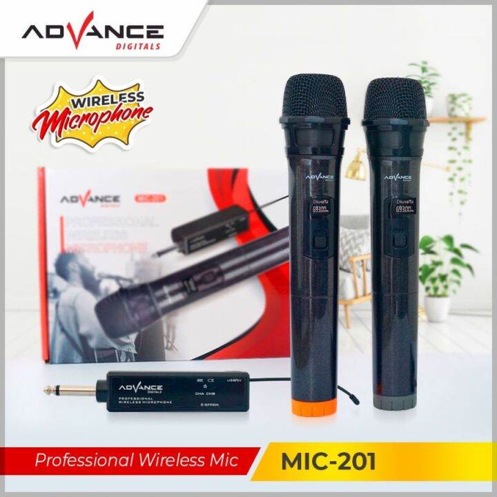Advance MIC-201 Microphone Wireless Professsional Mic Karaoke Double ...