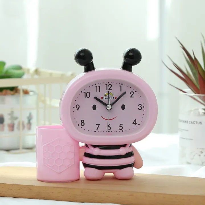 AKC Digital Bee Pen Container Cartoon Children student electronic lazy alarm clock bedroom ...