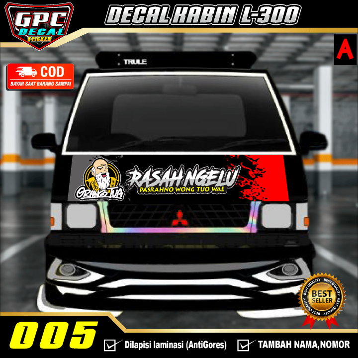 TERLARIS-STICKER DECAL KABIN DEPAN MOBIL PICK UP L-300 DESAIN ORANG TUA ...
