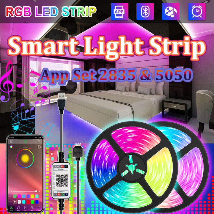Smart App Control 5M/10M/15m RGB LED Light Strip 5050/2835 Ribbon RGB ...