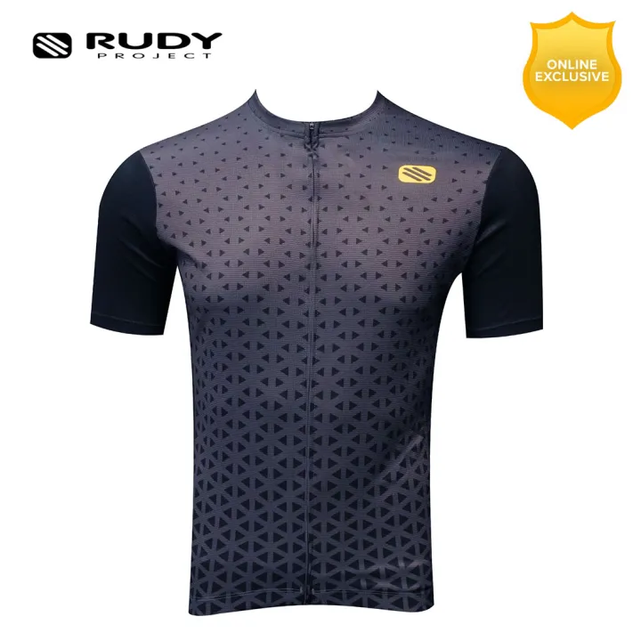 Rudy Project Mens Road Cycling Jersey in Charcoal - Black Model 2 ...