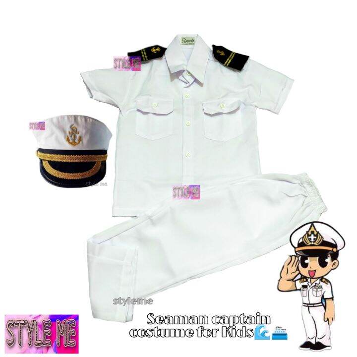 SEAMAN CAPTAIN SAILOR ALL WHITE UNIFORM CAREER COSTUME FOR KIDS NEW ...