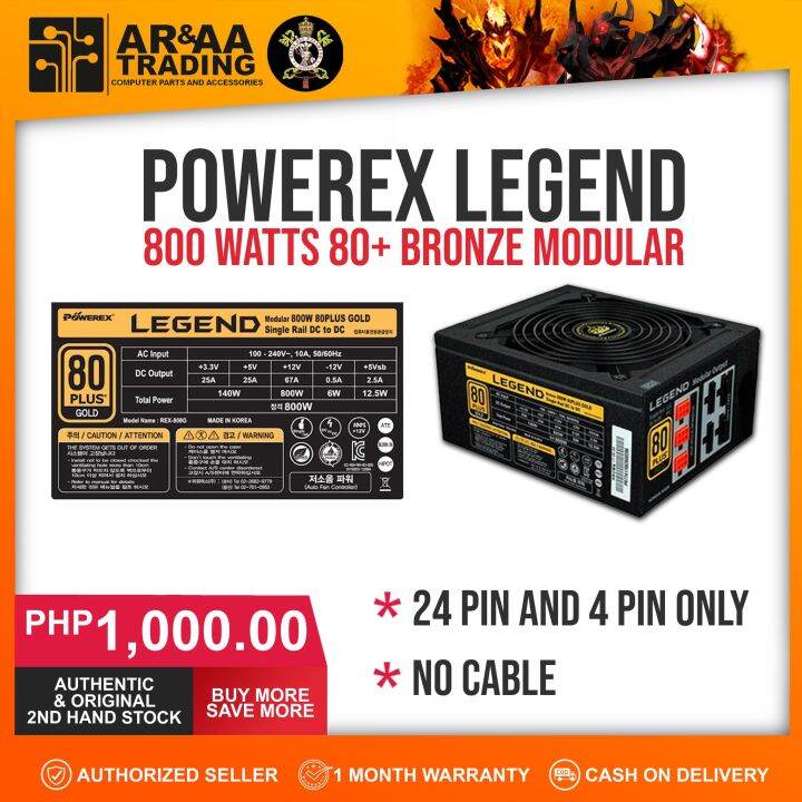 Modular Power Supply 800 watts Powerex Legend 80+ | Lazada PH