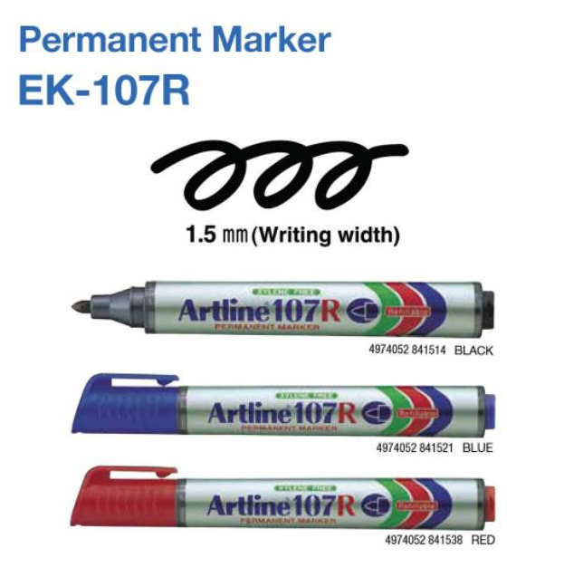 Artline 107 Permanent Marker Bullet Refillable Blue Black Red Sold Per ...