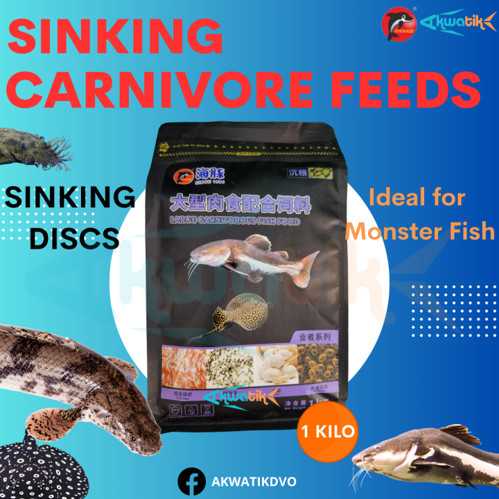 Porpoise Monster Carnivore Fish Sinking Feeds 1kg 8mm Sinking Disc ...