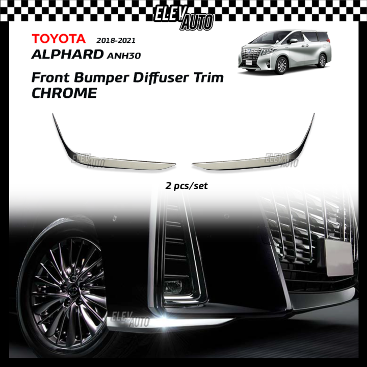 CHROME Front Lip Skirt Bumper Diffuser Trim Toyota Alphard ANH30 2018 ...