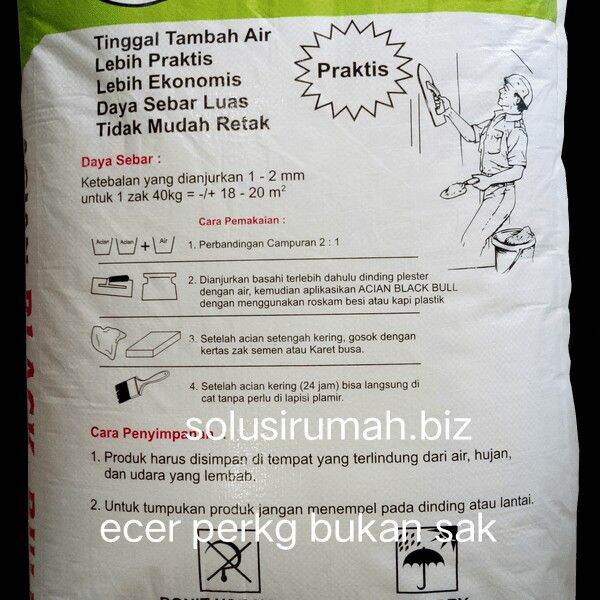 acian putih 1kg ecer 1 kilo blackbull wall acian plasteran beton lion ...