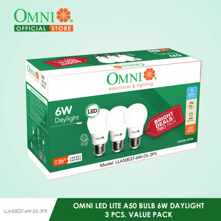 OMNI LED Lite A50 Bulb 6W Daylight 3 PCS. VALUE PACK - LLA50E27-6W-DL-3PK | Lazada PH