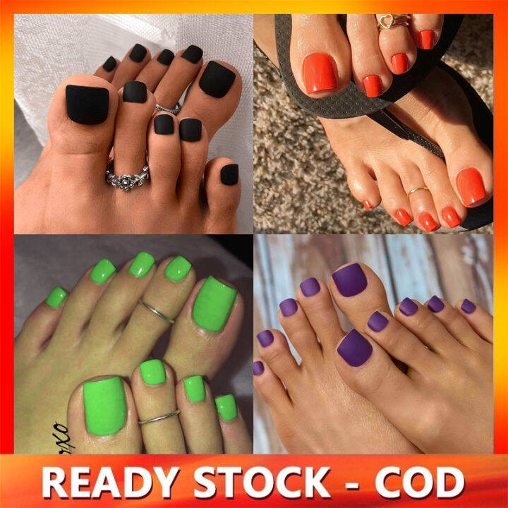 （With Silica Gel）24 Pieces Per Strip Fake Toe Nails Water Proof Nails ...