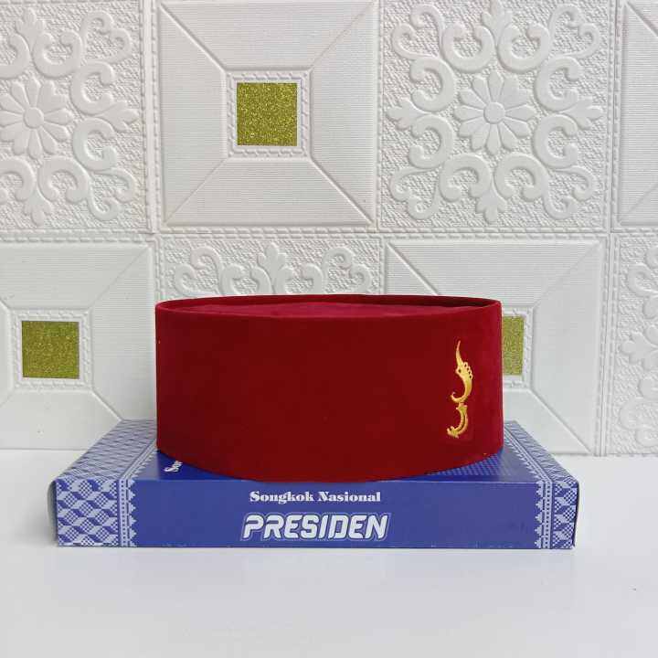 PECI SONGKOK KOPIAH MERAH MAROON LOGO KUJANG / PECI BETAWI / PECI SI ...