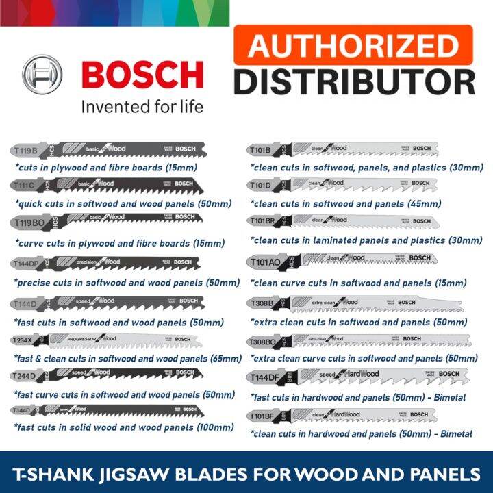 ORIGINAL Bosch Jigsaw Blades Sold per Pack Choose For Wood Plastics MDF ...