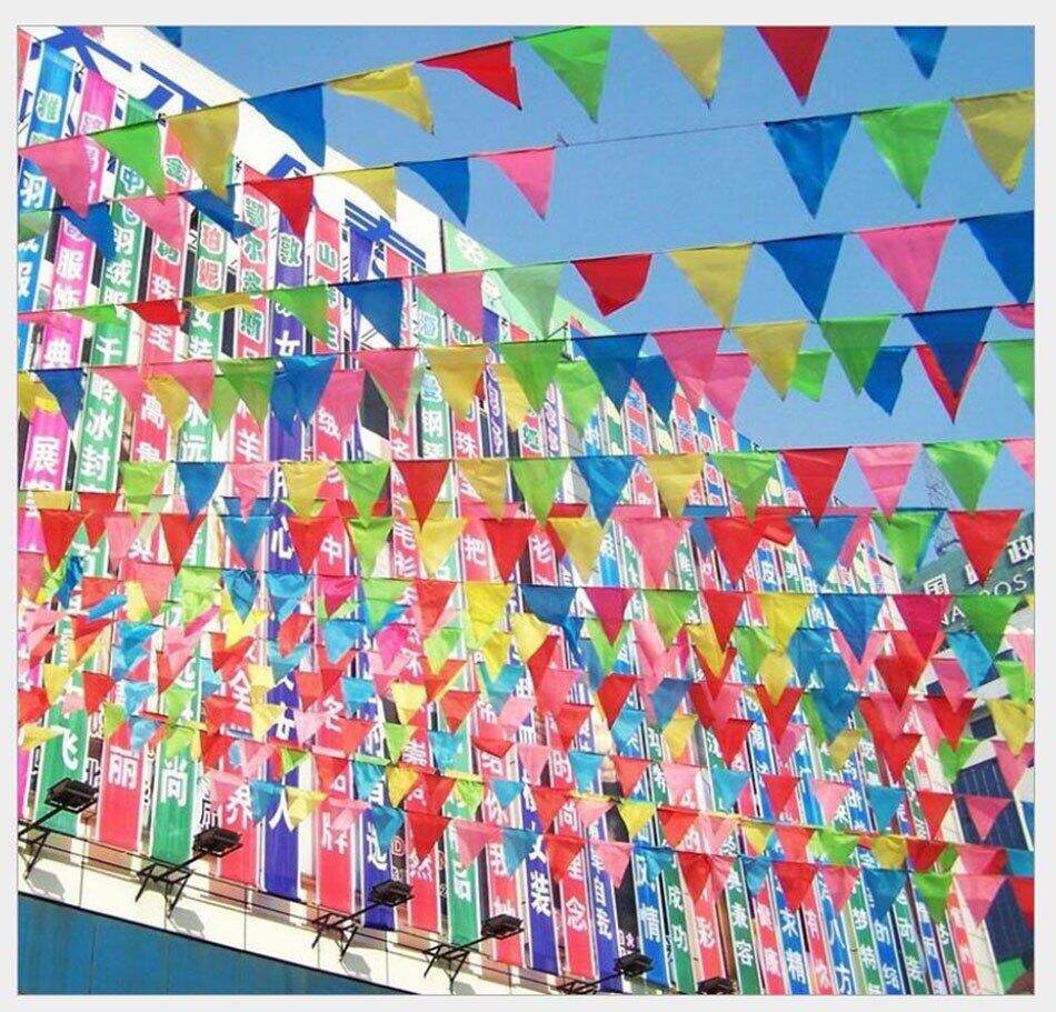 80 meters handmade Fabric Bunting Triangle flags wedding Festival ...