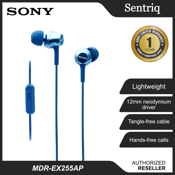 Sony MDR-EX255AP Blue In-Ear Headphones with Mic MDR-EX255AP/L ...