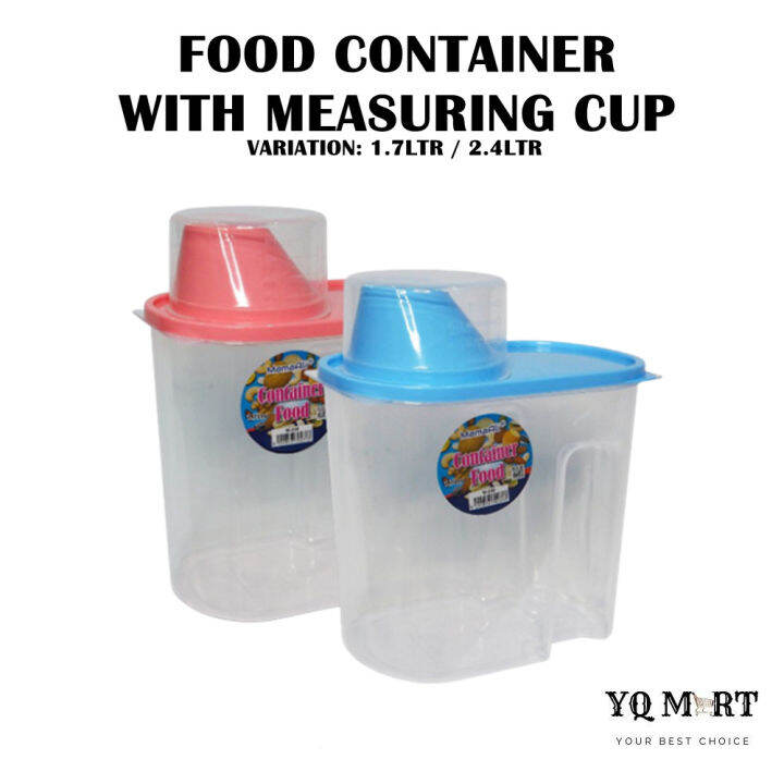 1PCS Food Container With Measuring Cup/Plastic Container With Lid/Bekas ...