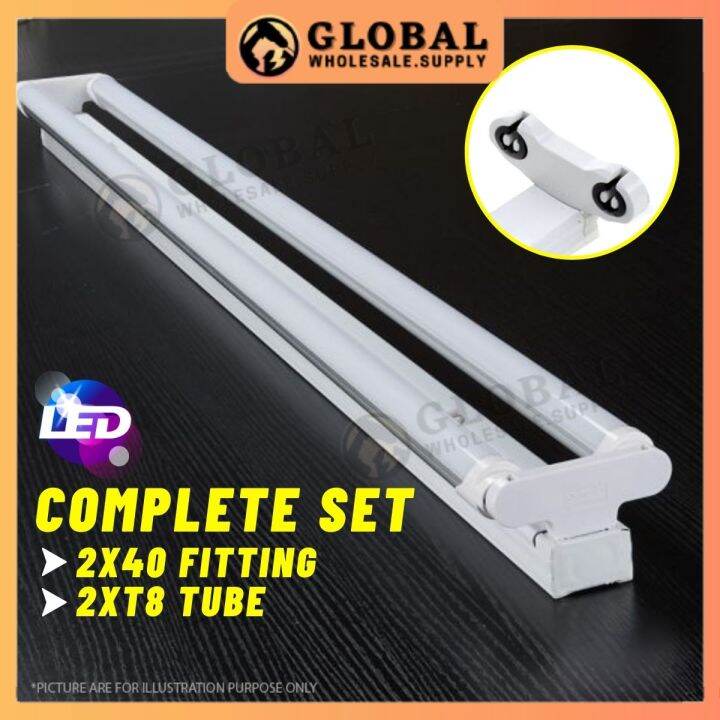 [FULL SET] DOUBLE 4FT T8 Led Tube Light Lampu Kalimantang LED Ceiling Light Led Tube With Casing ...