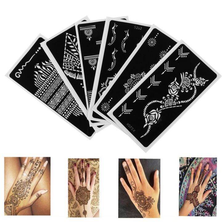 BUUXIAA Mehndi Indian Style Beauty Henna Template Sticker Tattoo Stencils Temporary Hand Decal ...