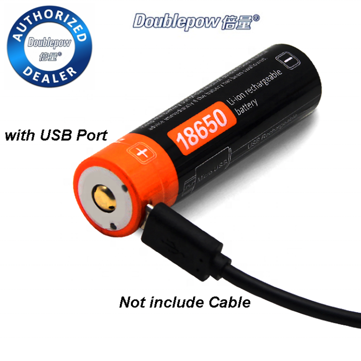 Doublepow 2600mAh 18650 with USB Port Rechargeable Li-ion Battery *USB ...