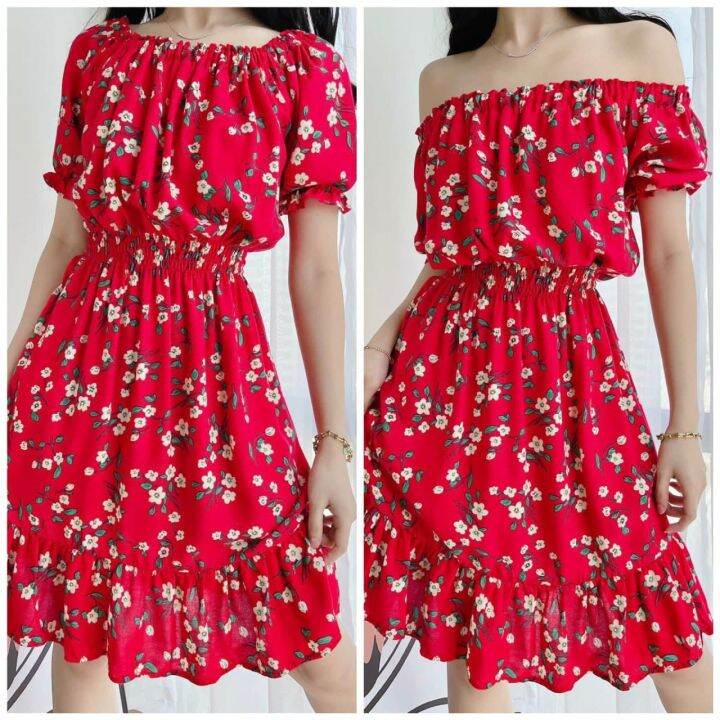 LESEKA:Summer Off-Shoulder Floral Dress For Womens/Ladies High Quality ...