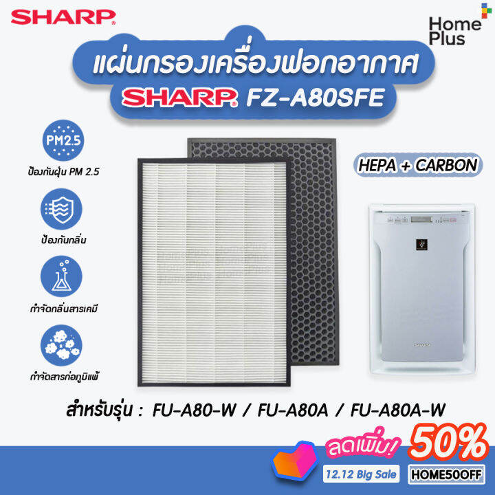 แผ่นกรองอากาศ HEPA Filter FZ-A80SFE FZA80SFE FZ A80 SFE และ กรองคาร์บอน ...