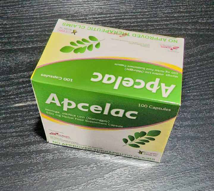 APCELAC Moringa Oleifera Linn (Malunggay) 500mg Herbal Food Supplement ...