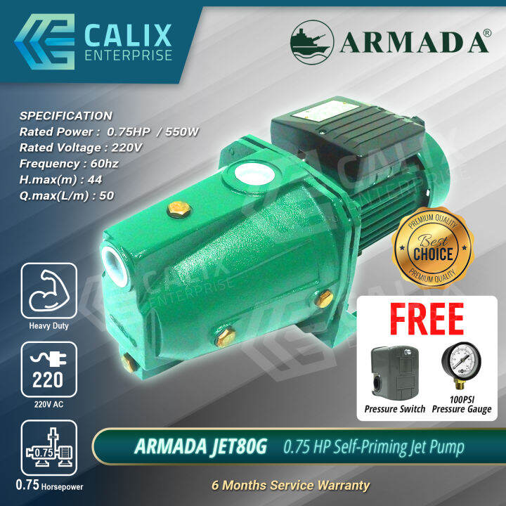 Self-Priming Jet Water Pump 0.75HP - Armada JET80G | Lazada PH