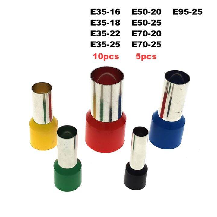 [HOT JJRRESYWDEE 574] 10/5ชิ้นหลอดฉนวนสายไฟ End Crimp Terminals E35 16ถึง E95 25สายไฟขั้วต่อ ...