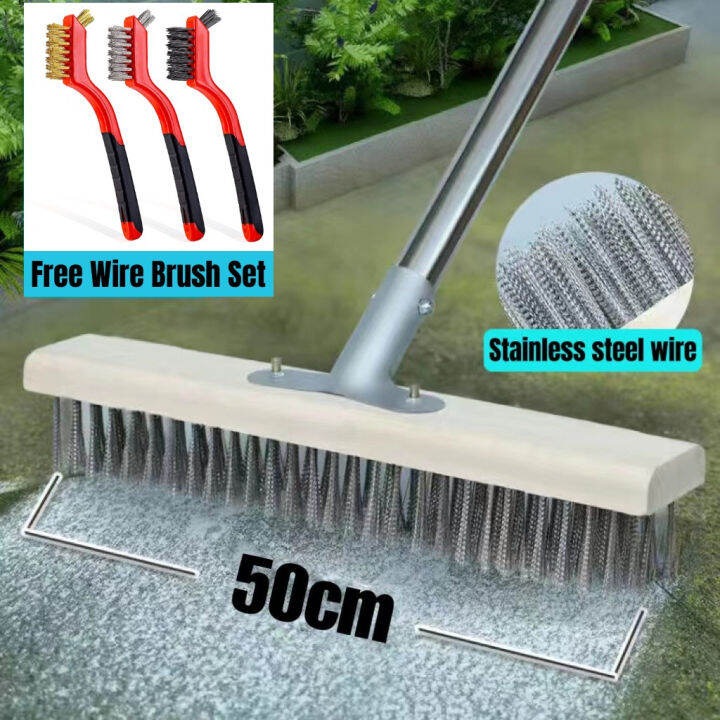 【COD】 Stainless Steel Wire Floor Scrub Brush with Handle,Stiff Bristle ...